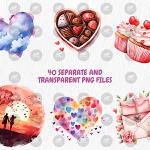 Watercolor Valentine's Day Clipart | Red Roses, Love Notes, Romantic ...