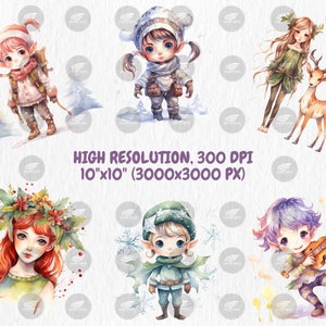 Watercolor Cute Elves Clipart | Adorable Elf Characters, Fantasy ...