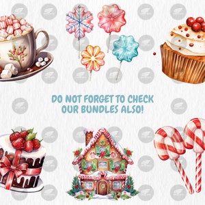 Watercolor Christmas Sweets Clipart: Holiday Pudding, Gingerbread ...