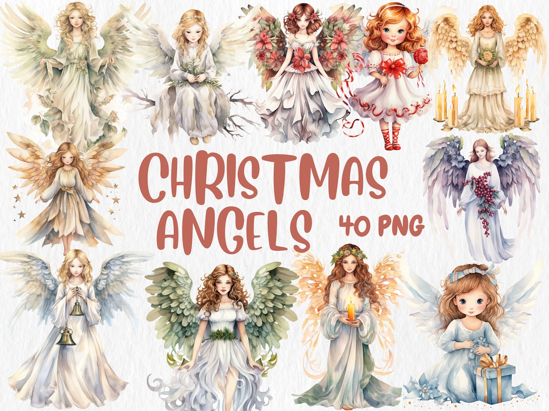 Watercolor Christmas Angels Clipart | Holy Barries, Ornaments, Starry ...