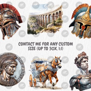 Watercolor Ancient Rome Clipart: Gladiator, Colosseum (instant Download ...