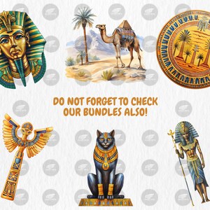 Watercolor Ancient Egypt Clip Art: Pharaoh, Cleopatra, Pyramids ...