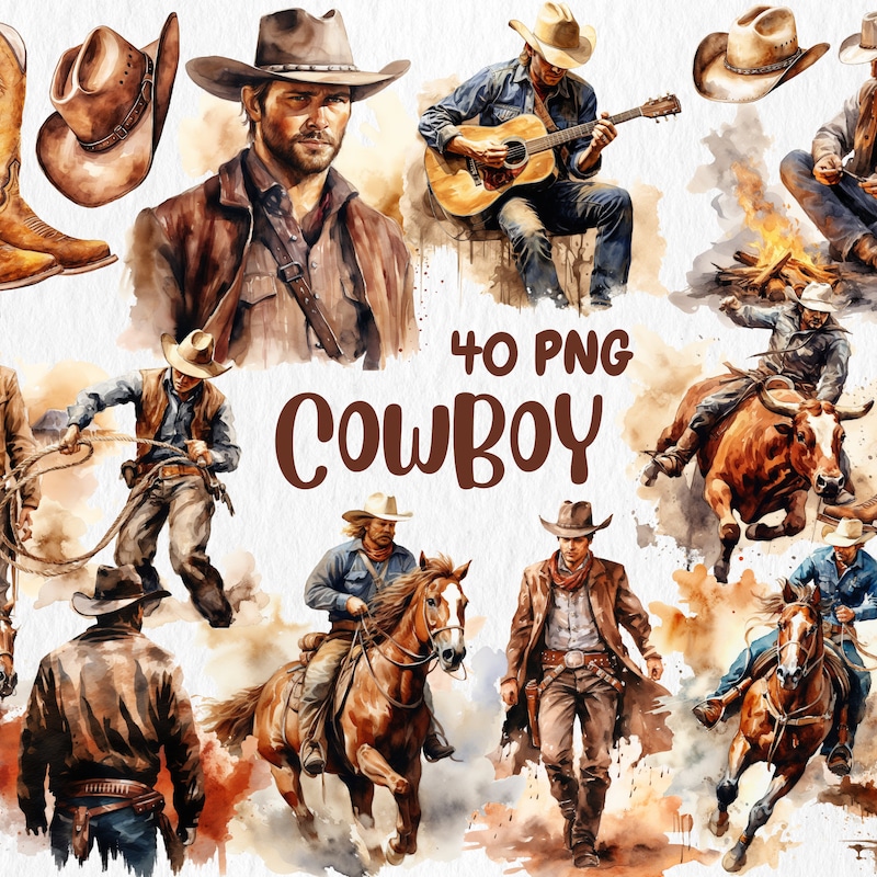 Cowboy Clipart - Etsy