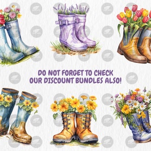Watercolor Floral Garden Boots Clipart | Spring Floral, Boots With ...
