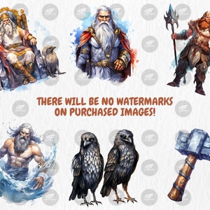 Watercolor Norse Mythology Clipart | Thor, Odin, Loki, Valkyrie, Hel ...