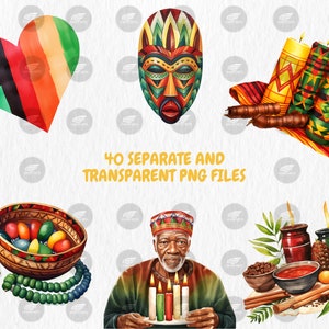 Watercolor Kwanzaa Clipart: African Heritage Illustrations (digital ...
