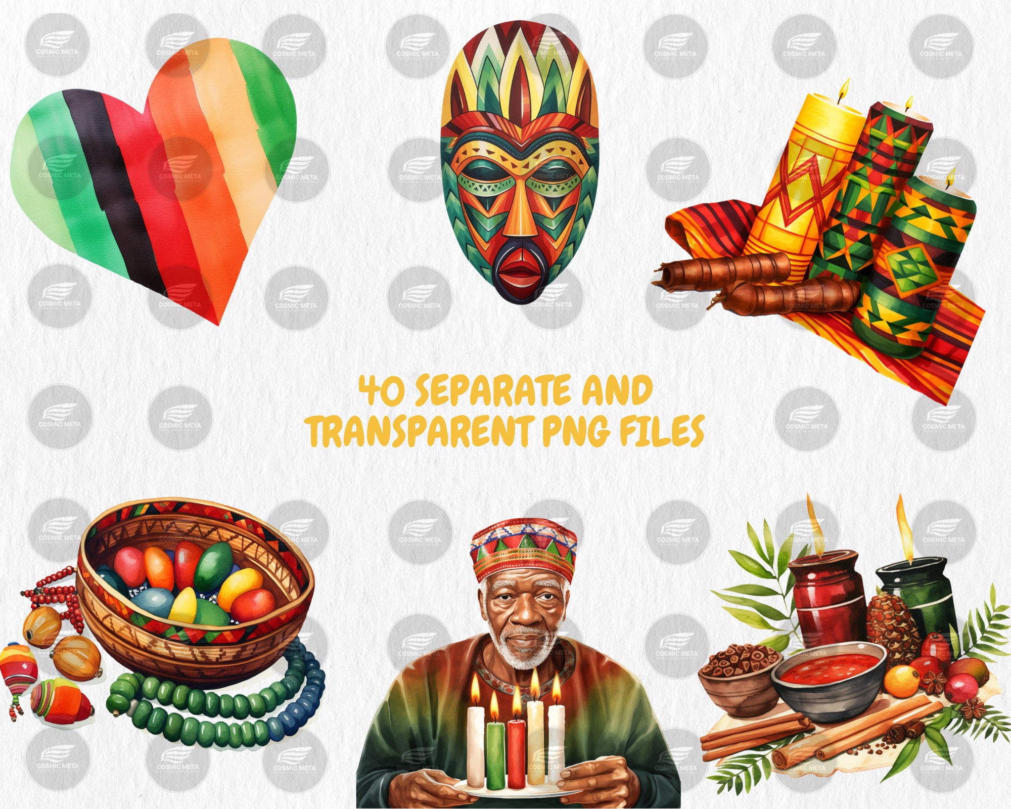 Watercolor Kwanzaa Clipart: African Heritage Illustrations (digital ...