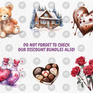 Watercolor February Clipart: Valentine's Day PNG Illustrations (digital ...