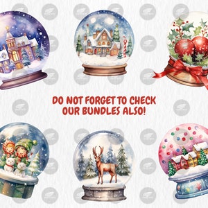 Watercolor Snow Globes Clipart: Christmas Holiday PNG (digital Download ...