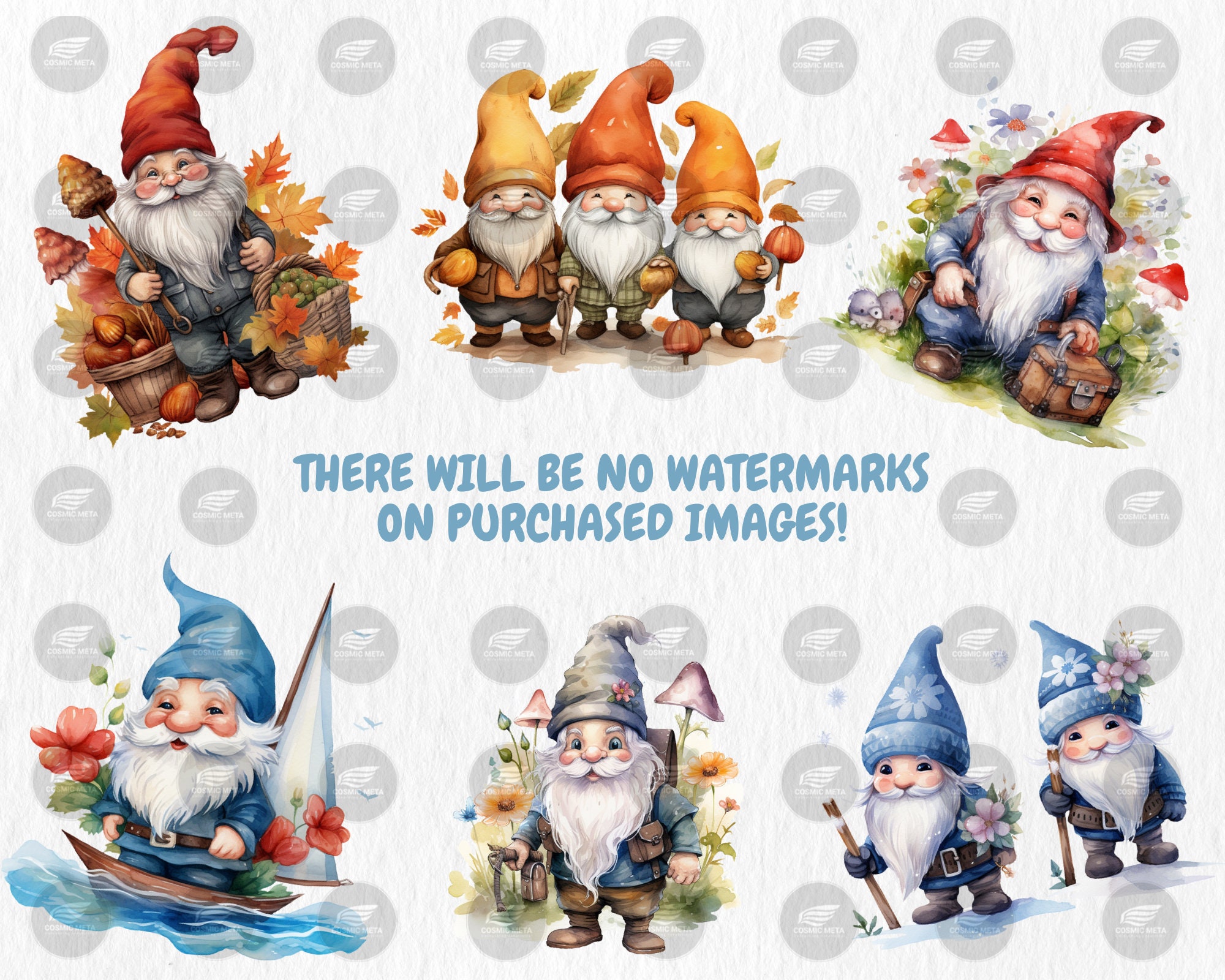 Watercolor Gnomes Clipart | 40 PNG Illustrations (digital Download) - Etsy
