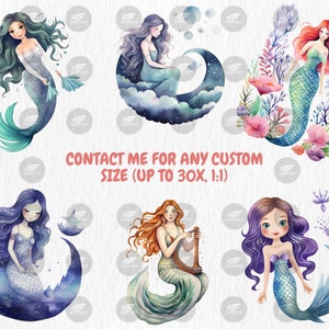 Watercolor Mermaids Clipart Underwater, Magical Sea, Mermaid Tail ...
