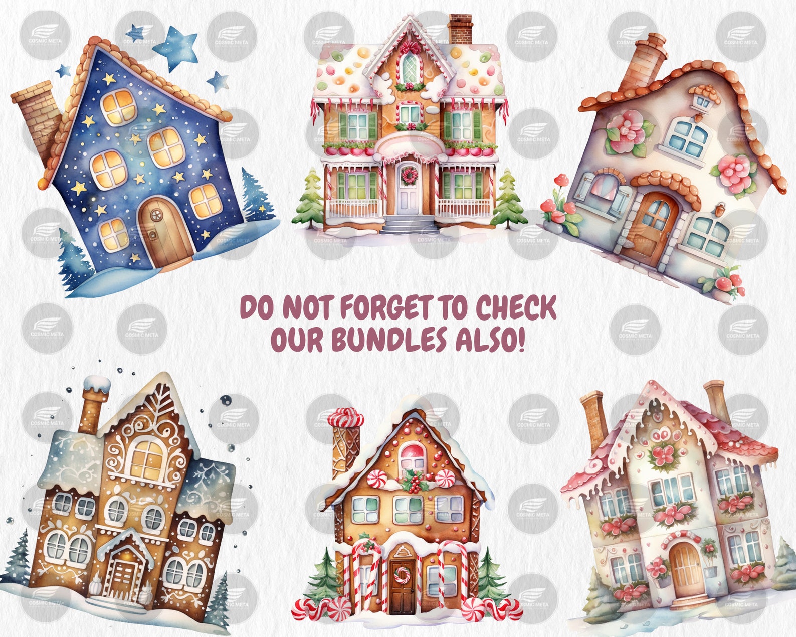 Watercolor Gingerbread Houses Clipart Christmas Cookie, Winter ...