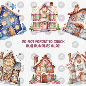 Watercolor Gingerbread Houses Clipart: Christmas Cookie Illustrations ...