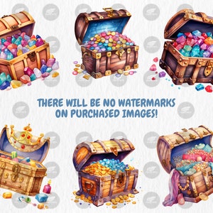 Watercolor Treasure Chests Clipart | Pirate Treasure, Gold and Gem ...
