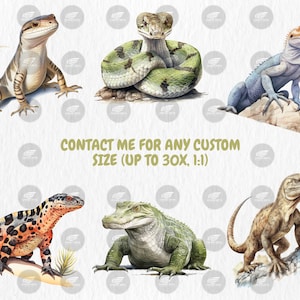 Watercolor Reptiles Clipart: Lizard, Snake, Turtle Illustrations ...