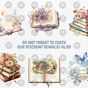 Watercolor Cottagecore Books Clipart: Cozy Library PNG (digital ...