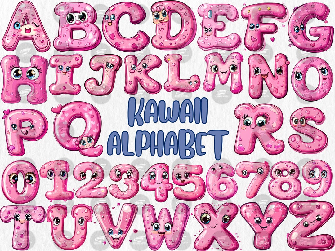Kawaii Alphabet Clipart | Cute, Unique Font, Decorative Letters ...
