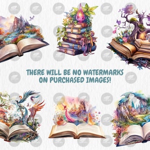 Watercolor Fairytale Books Clipart | Painted Fairy-tale Magical Books ...