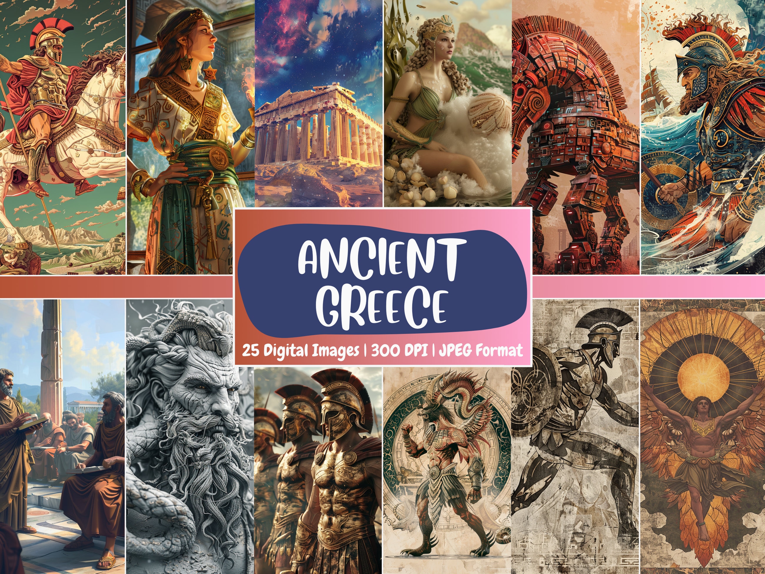 Ancient Greece Digital Paper: Mythological Backdrops (digital Download ...