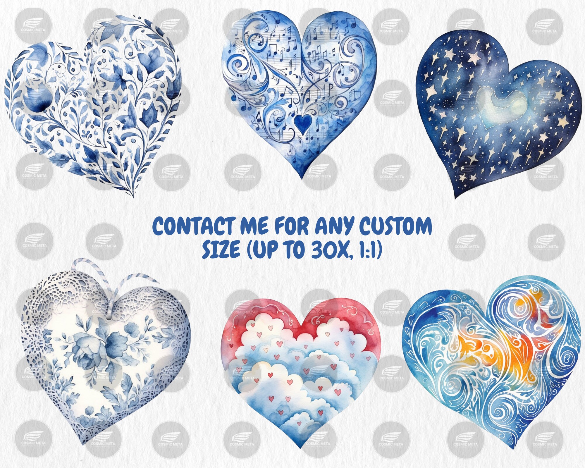 Watercolor Heart Clipart: Floral Love Illustrations (instant Download ...