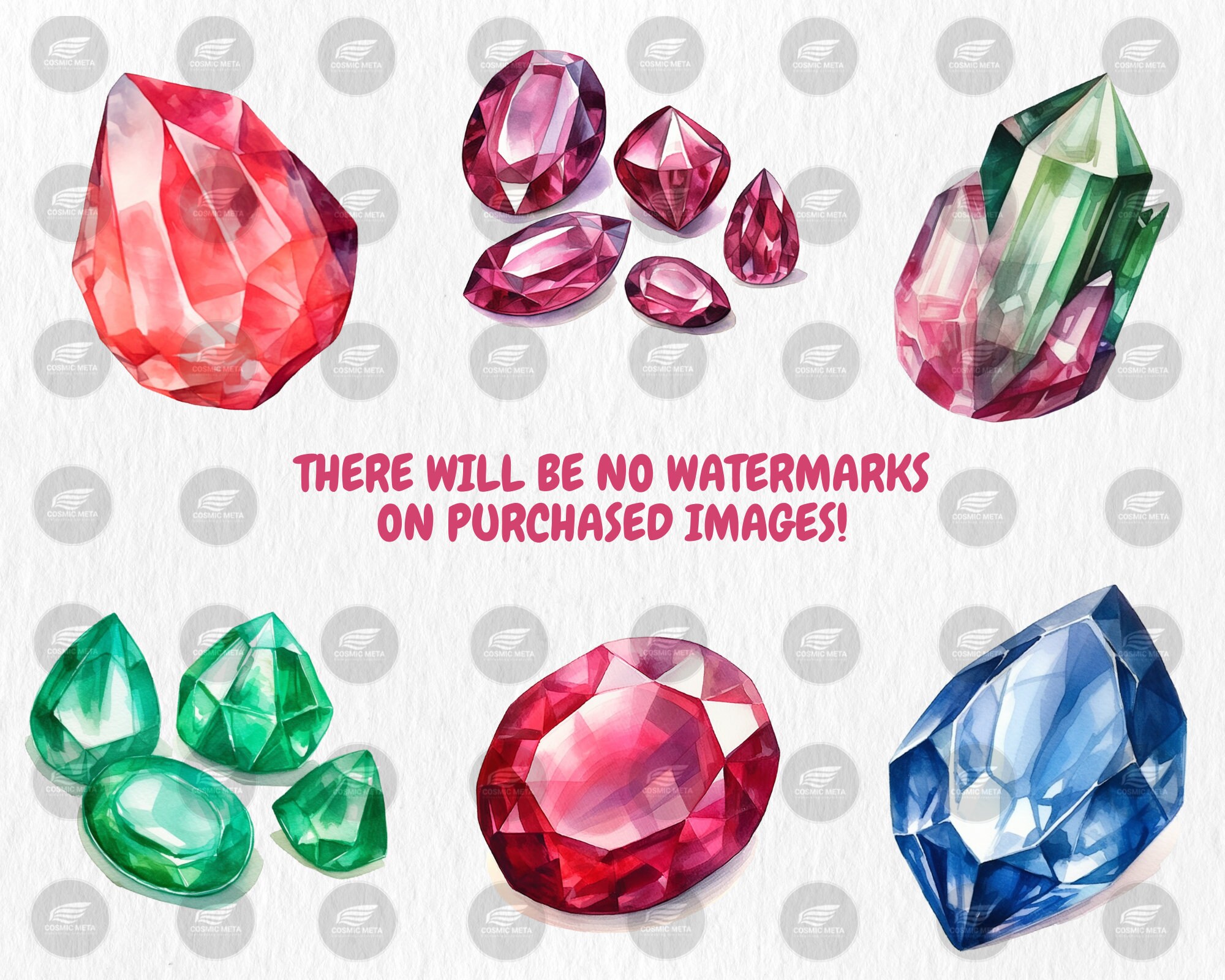 Watercolor Gems Clipart Colorful Gemstone Jewel Gem - Etsy