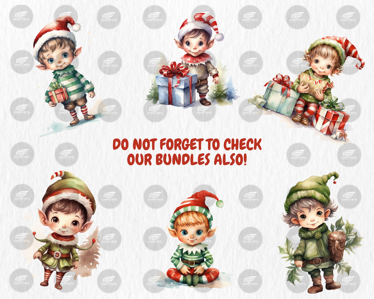 Watercolor Christmas Elves Clipart Gingerbread Elf, Caroling Elf ...