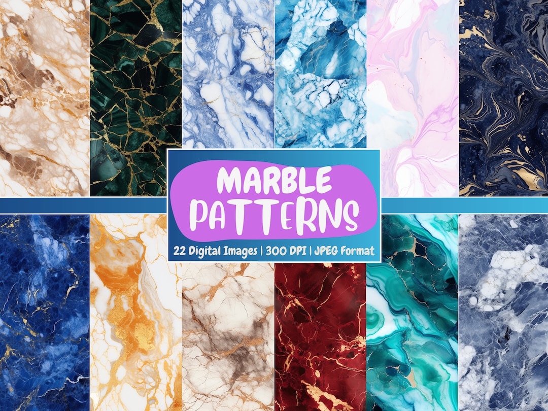 Seamless Marble Texture Digital Paper: 12x12 Scrapbook Patterns ...