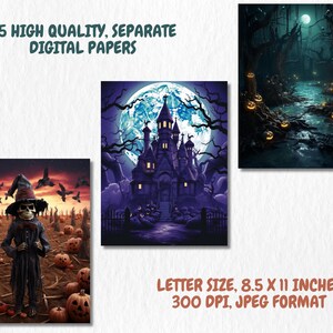 Spooky Halloween Landscapes Digital Paper: Junk Journal & Scrapbook ...