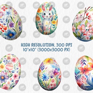 Watercolor Easter Eggs Clipart, Easter Rabbit, Painted Easter Cute ...