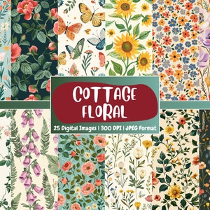 Seamless Cottage Floral Digital Paper | Cottagecore Background, Flowers ...