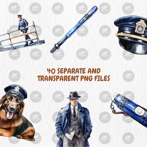 Watercolor Policeman Clipart Police Car, Handcuffs, Police Officer ...