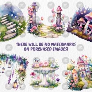Watercolor Magical Gardens Clipart | Fantasy Fairy Garden Images ...