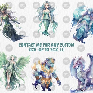 Watercolor Mythical Creatures Clipart: Fantasy Illustrations (digital ...