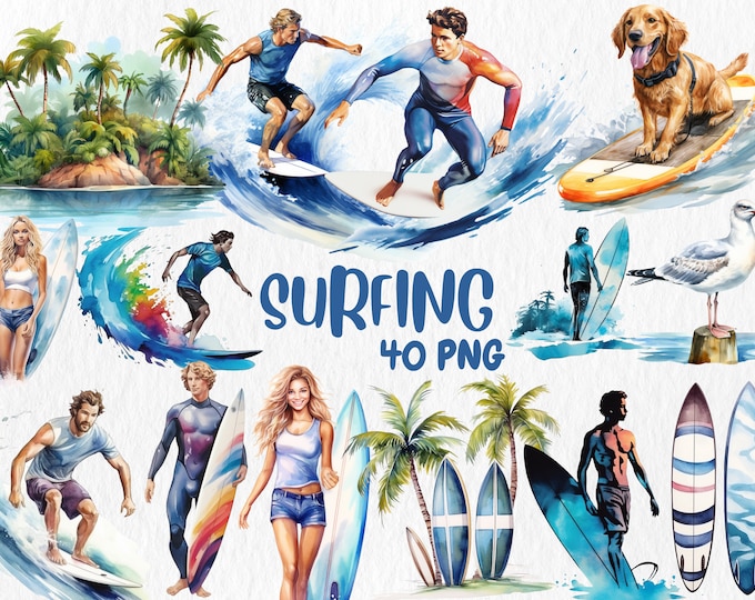 Surf Shop Clipart Surf Board Clipart Watercolor Surf Board Clipart ...