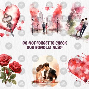 Watercolor Valentine's Day Clipart | Red Roses, Love Notes, Romantic ...