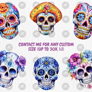 Watercolor Sugar Skulls Clipart: Dia De Los Muertos Illustrations ...