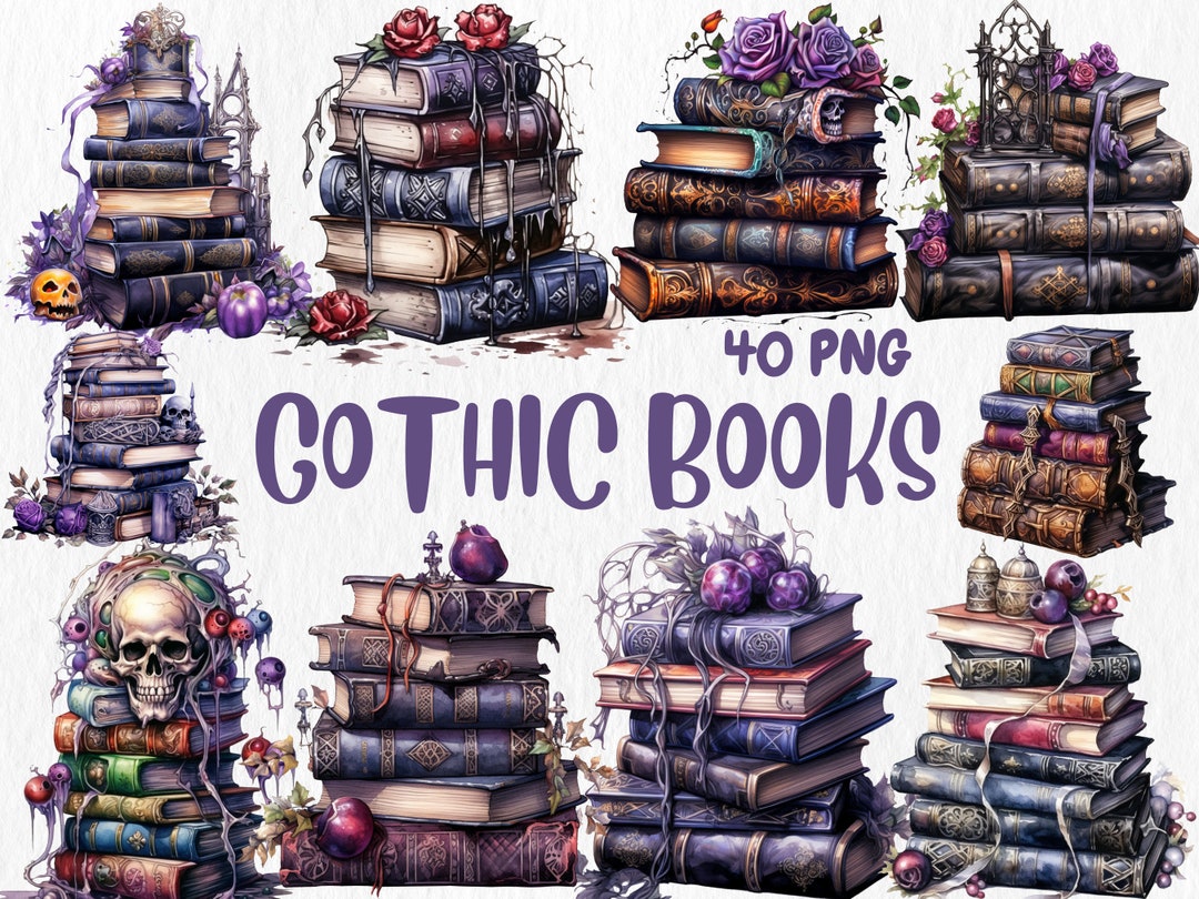 Watercolor Gothic Books Clipart | Painted Gothic Book Clipart, Gothic ...