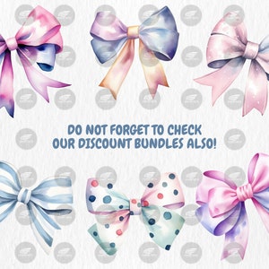 Watercolor Ribbon Bows Clipart: Colorful Bow Illustrations (instant ...