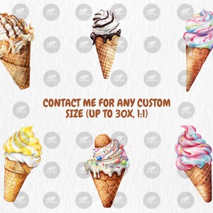 Watercolor Ice Cream Cones Clipart | Summer Treats, Sweet Dessert ...