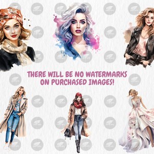 Watercolor Fashion Girls Clipart: Modern Woman Illustrations (digital ...