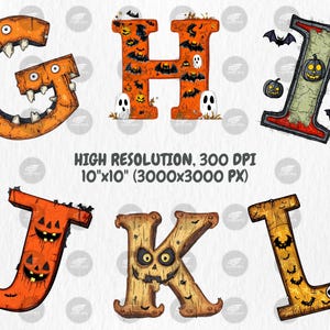 Halloween Alphabet Clipart: Spooky Decorative Font (PNG, Commercial Use ...