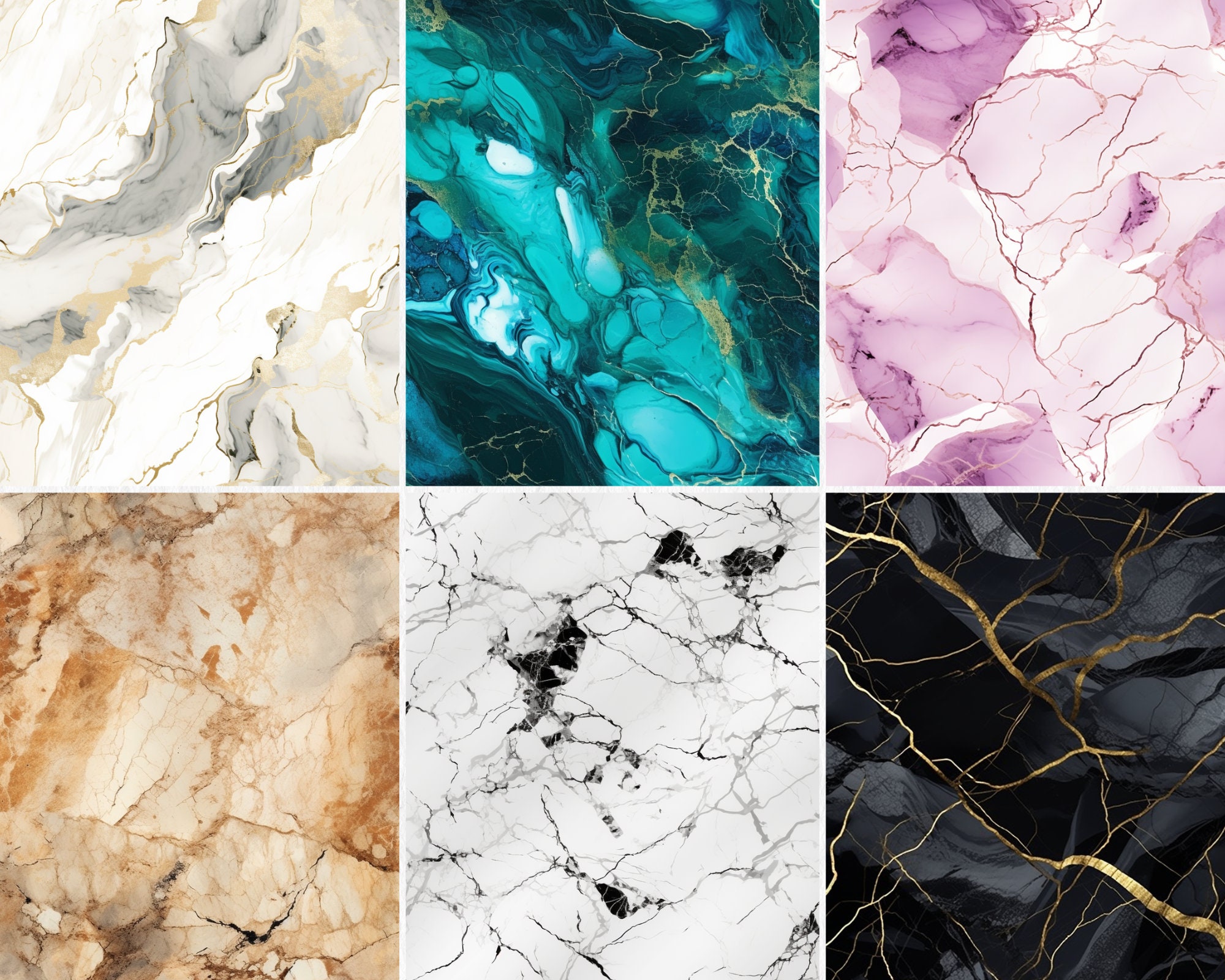 Seamless Marble Texture Digital Paper: 12x12 Scrapbook Patterns ...