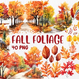 Watercolor Autumn Clipart Mega Bundle, Fall PNG Images (instant ...