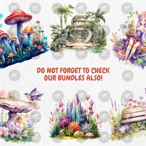 Watercolor Magical Gardens Clipart | Fantasy Fairy Garden Images ...