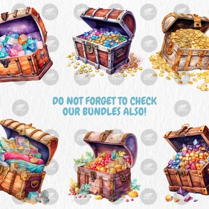 Watercolor Treasure Chests Clipart | Pirate Treasure, Gold and Gem ...