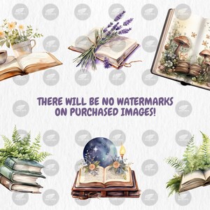 Watercolor Cottagecore Books Clipart: Cozy Library PNG (digital ...