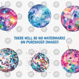 Watercolor Disco Ball Clipart: Retro Party Illustrations (instant ...