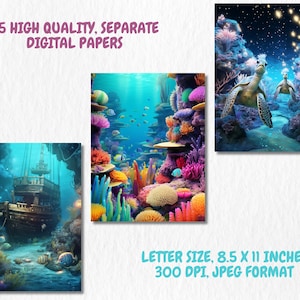 Enchanted Underwater Digital Paper: Ocean Scrapbook Backdrops (digital ...