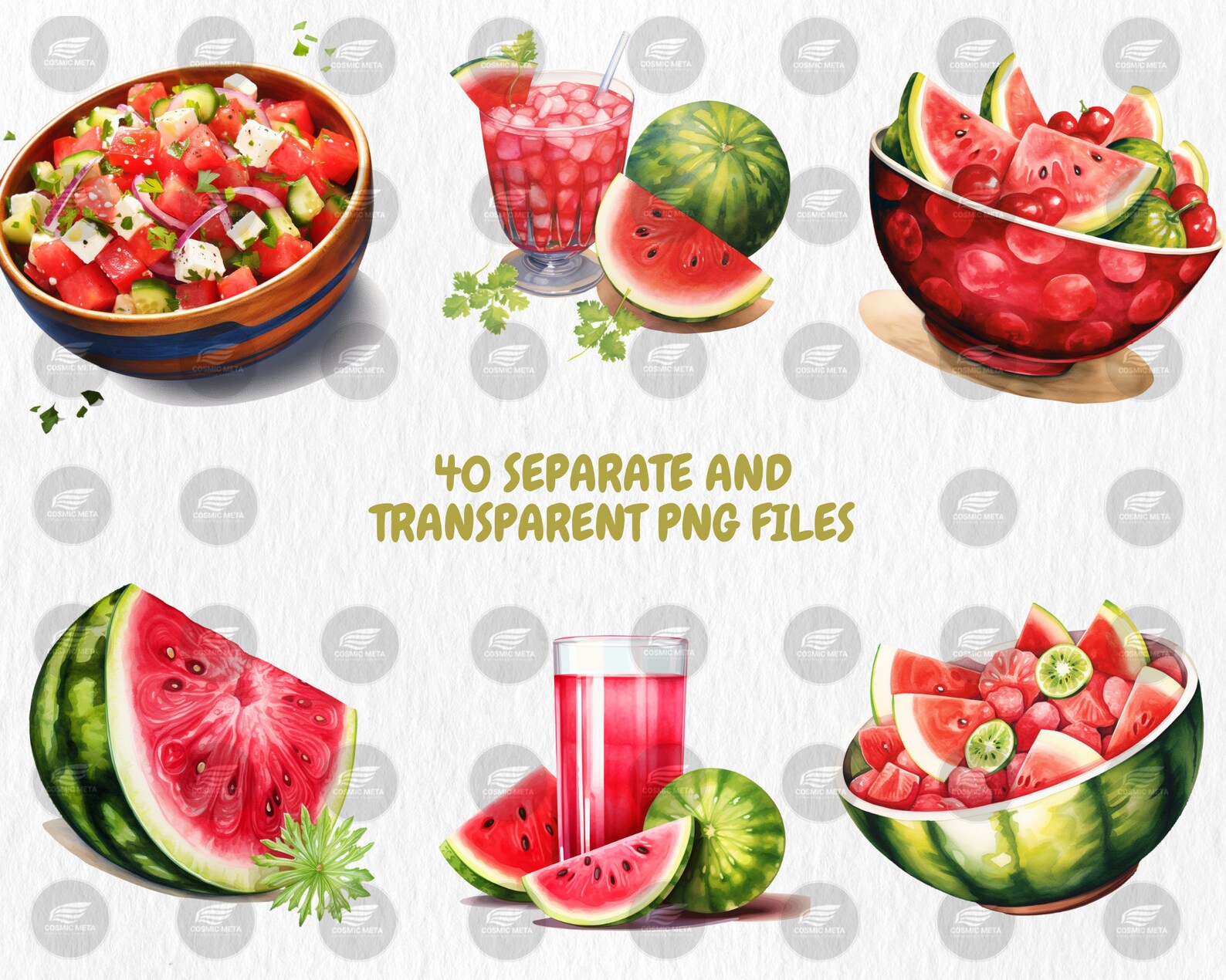 Watercolor Watermelon Clipart Summer Fruits, Food Graphics, Watermelon ...