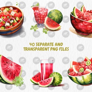 Watercolor Watermelon Clipart: Summer Fruit Graphics (instant Download ...